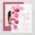 Boho Magenta Hot Pink Rose Floral Wedding Photo Save The Date | Zazzle