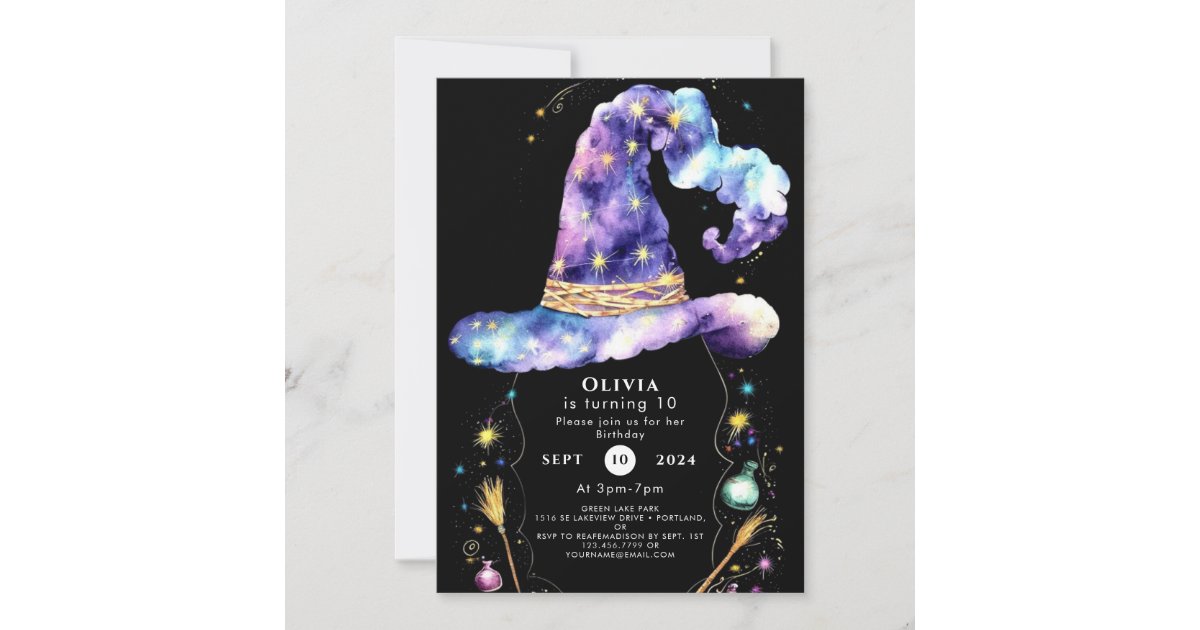 Boho Magic Editable Wizard Birthday Invitation | Zazzle