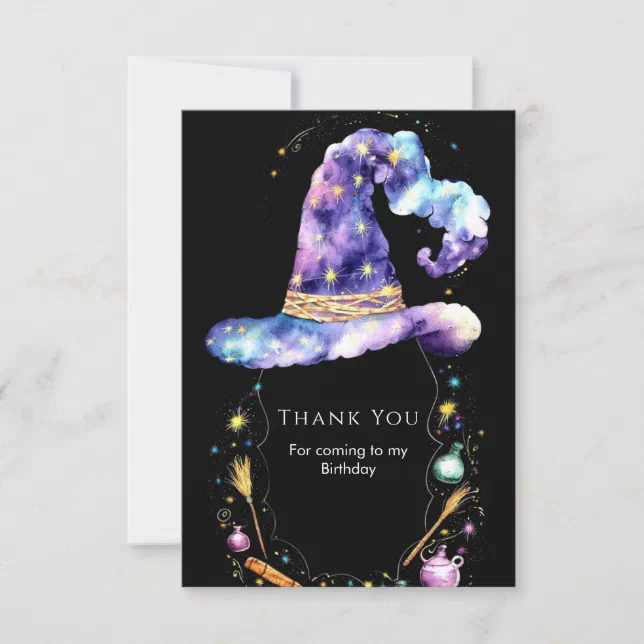 Boho Magic Editable Wizard Birthday Thank You Card | Zazzle