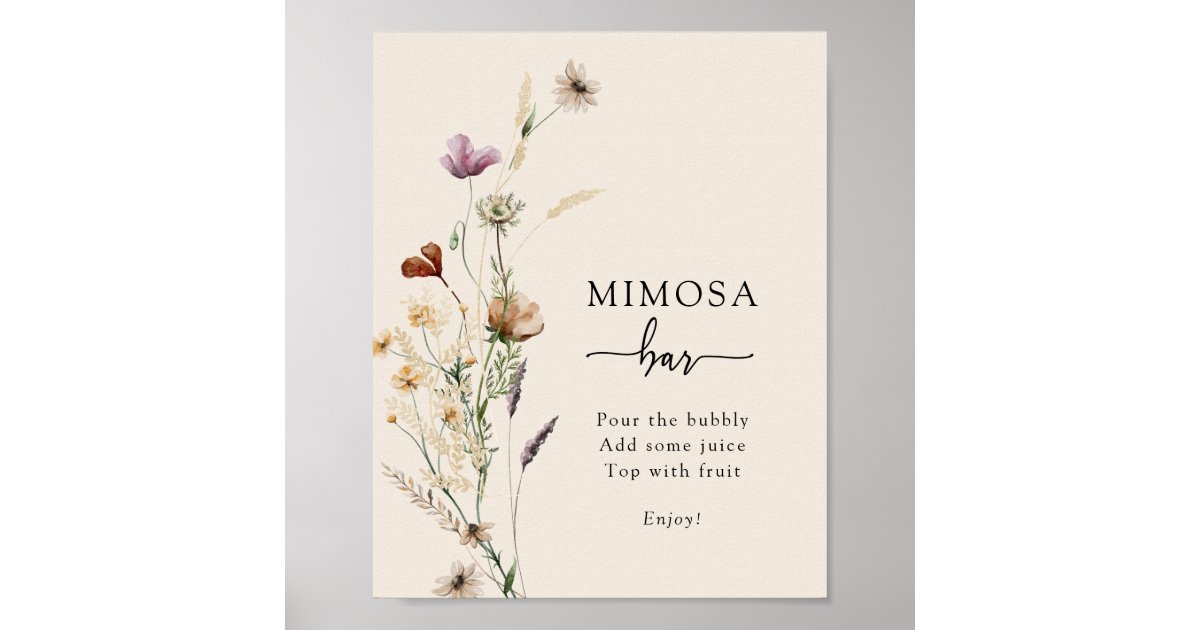 Boho Mimosa Bar Poster | Zazzle