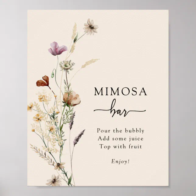 Boho Mimosa Bar Poster | Zazzle