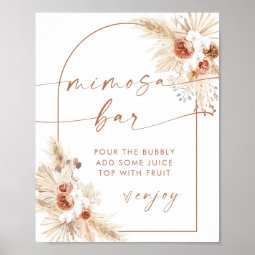 Boho Mimosa Bar Sign | Terracotta Pampas Grass | Zazzle