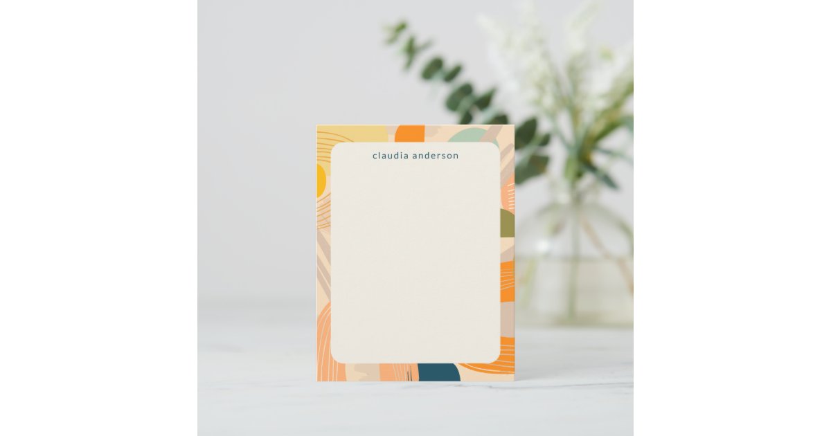 Boho Modern Abstract Art Shapes Personalized Note Card | Zazzle