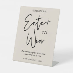 Boho Modern Beige Company Raffle Enter to Win Pedestal Sign | Zazzle