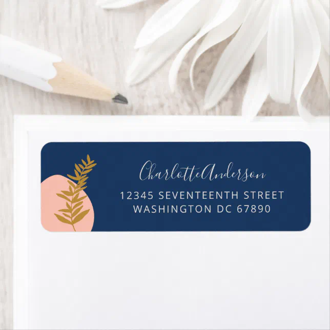 Boho Modern Botanical Art Blue Return Address Label | Zazzle