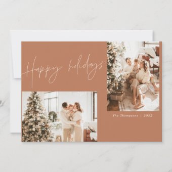 Boho Modern Christmas Card, Terracotta Holiday Invitation | Zazzle