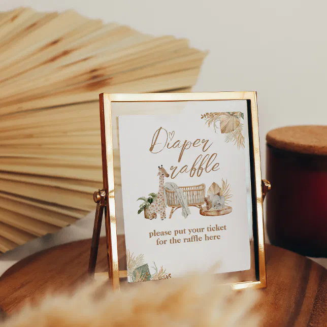 Boho Modern Heart Font Baby Shower Diaper Poster | Zazzle