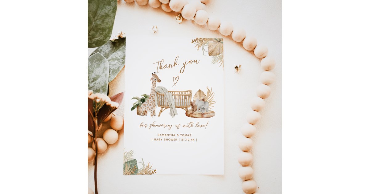 Boho Modern Heart Gender Neutral Baby Shower Thank You Card | Zazzle