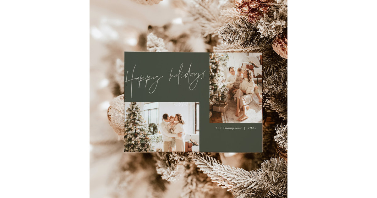 Boho Modern Photo Christmas Card | Happy Holidays | Zazzle