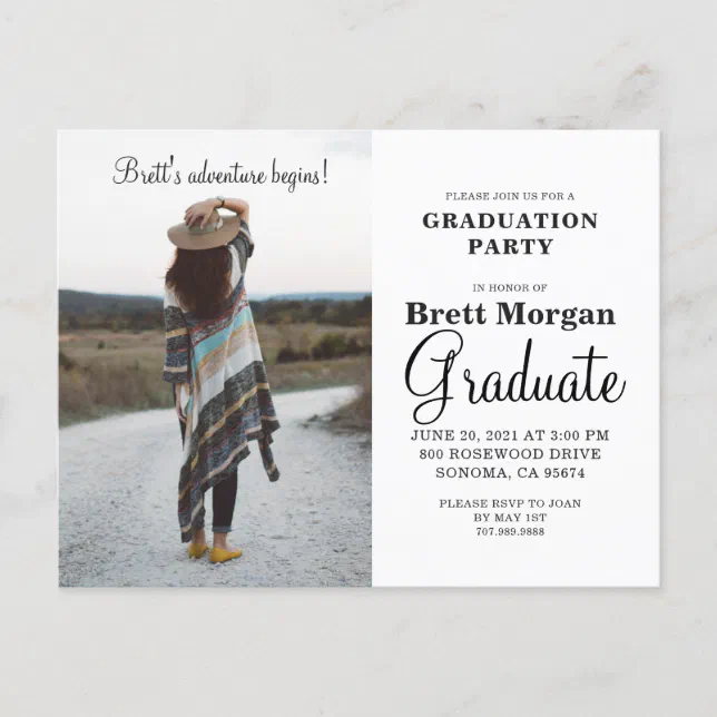 Boho Modern Photo Graduation Party Invitation Pos | Zazzle