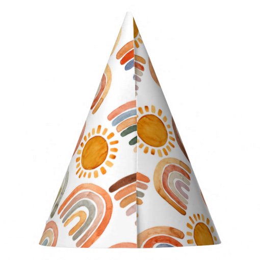 Boho Modern Rainbow and Sun Party Hat | Zazzle