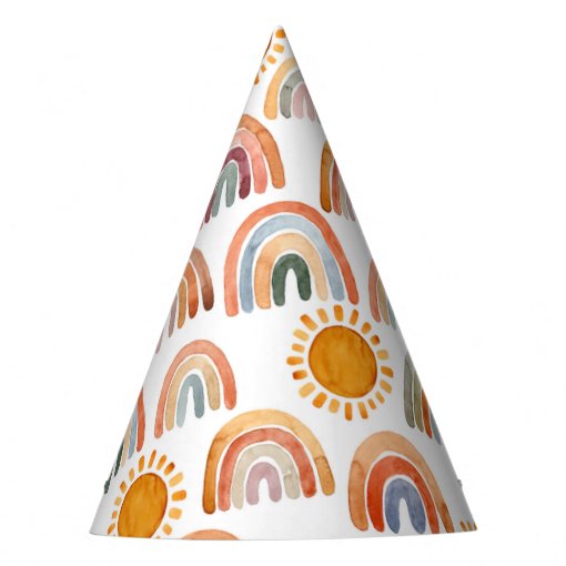 Boho Modern Rainbow and Sun Party Hat | Zazzle