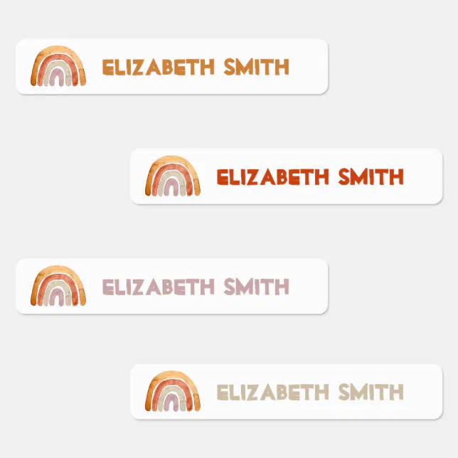 Boho Modern Rainbow Personalized Name School Labels | Zazzle