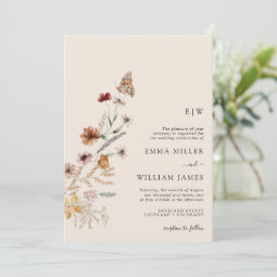 Boho Monogram Wedding Invitation | Zazzle