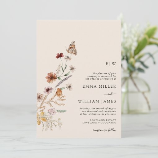 Boho Monogram Wedding Invitation | Zazzle