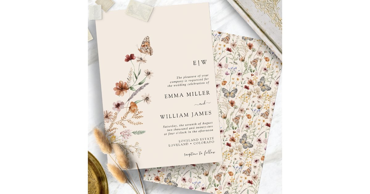 Boho Monogram Wedding Invitation | Zazzle