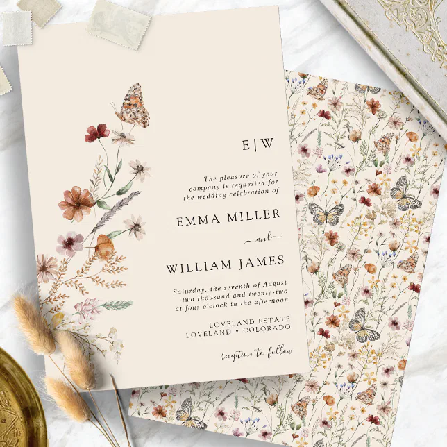 Boho Monogram Wedding Invitation | Zazzle