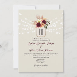 Boho Monogram Wedding QR Code Invitation | Zazzle
