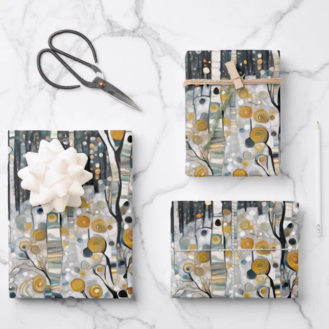 Boho Mountain Aspen Tree Scene Wrapping Paper Sheets | Zazzle