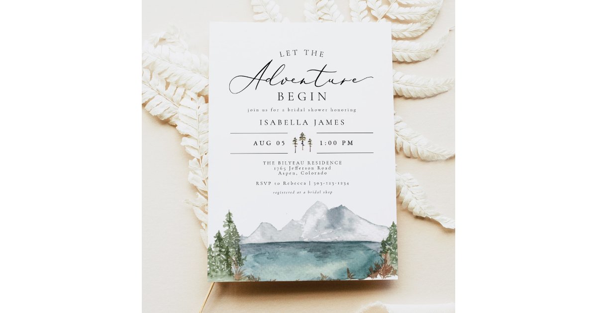 Boho Mountain Lake Boho Adventure Bridal Shower Invitation | Zazzle