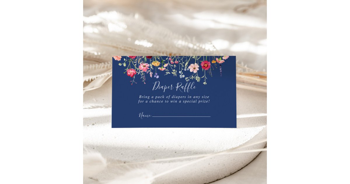 Boho Multicolor Wildflower Diaper Raffle Ticket Enclosure Card | Zazzle