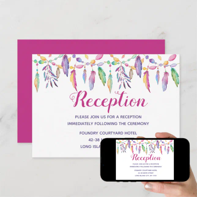 Boho Native American Purple Feather Indian Wedding Invitation | Zazzle