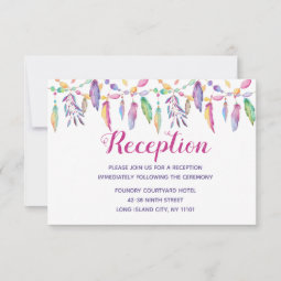 Boho Native American Purple Feather Indian Wedding Invitation | Zazzle