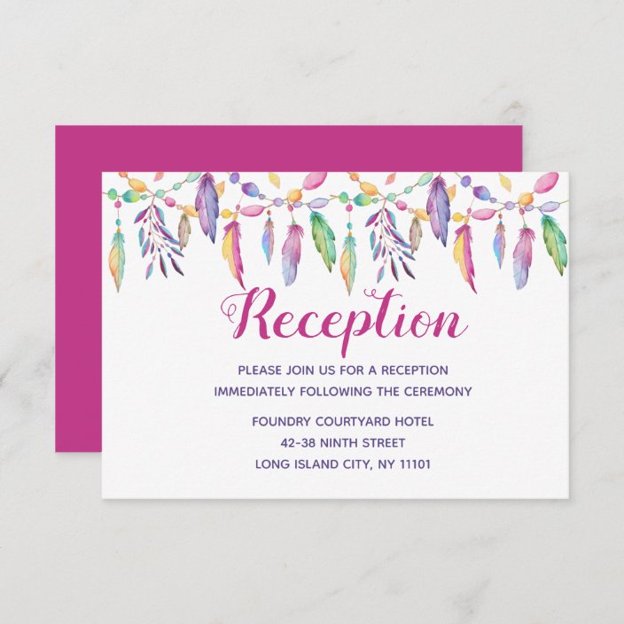 Boho Native American Purple Feather Indian Wedding Invitation | Zazzle.com