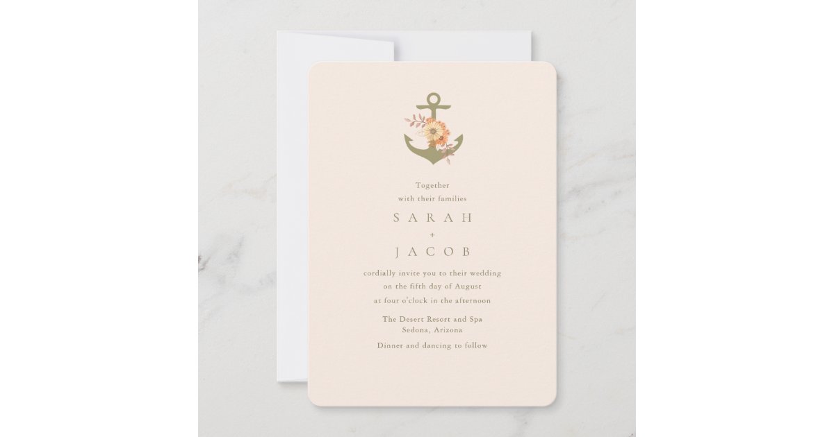 Boho Nautical Wedding Invitation | Zazzle
