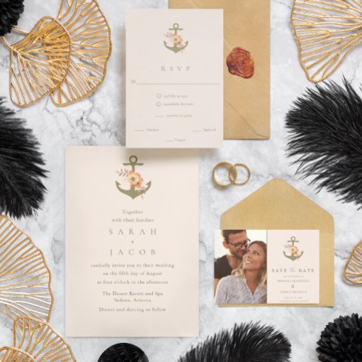 Boho Nautical Wedding Invitation | Zazzle