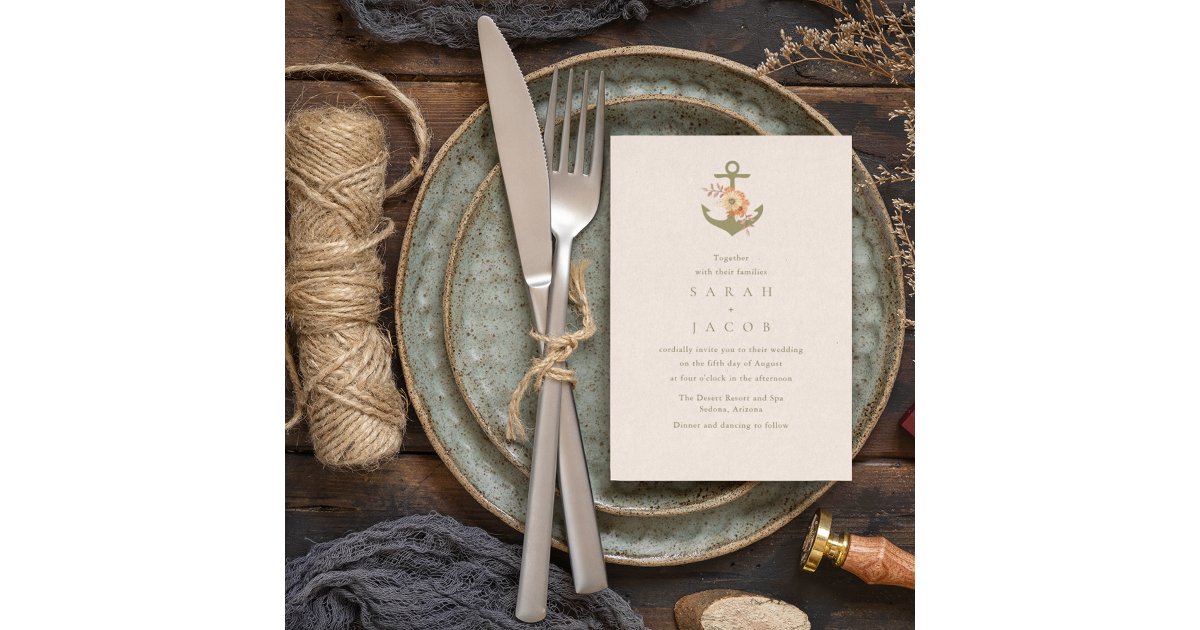 Boho Nautical Wedding Invitation | Zazzle