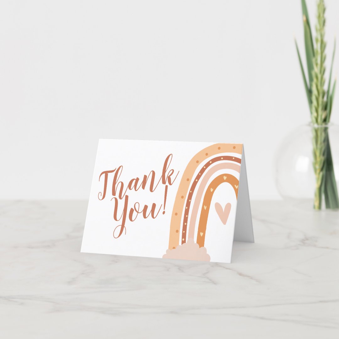 Boho Neutral Rainbow Thank You Cards | Zazzle