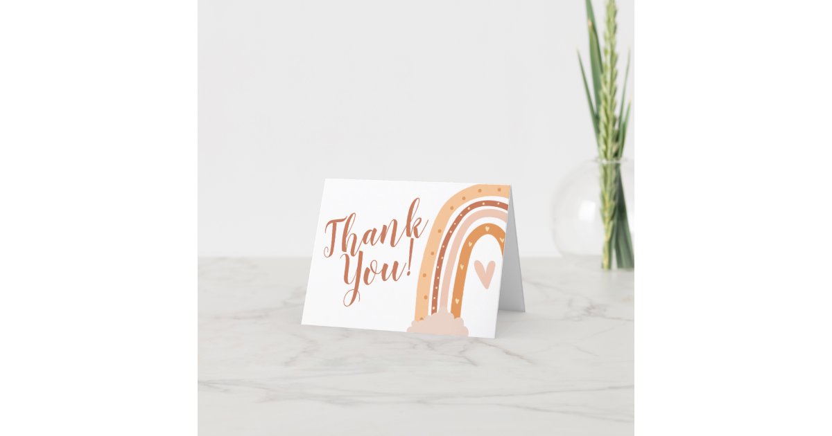 Boho Neutral Rainbow Thank You Cards | Zazzle