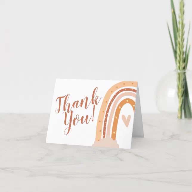Boho Neutral Rainbow Thank You Cards | Zazzle