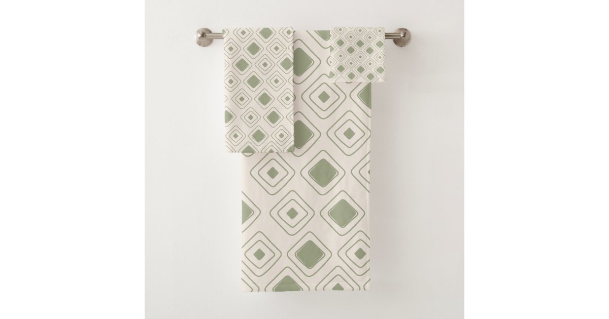 Boho Neutral Sage Tribal Geometric Aztec Pattern Bath Towel Set | Zazzle