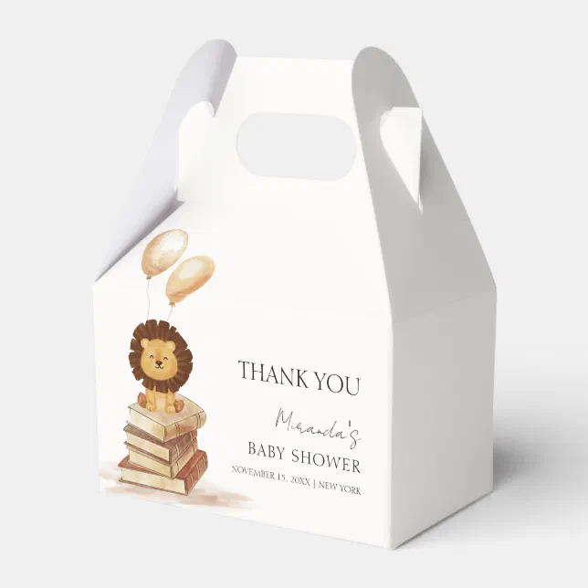 Boho New Chapter Wild Lion Balloon Baby Shower Favor Boxes | Zazzle