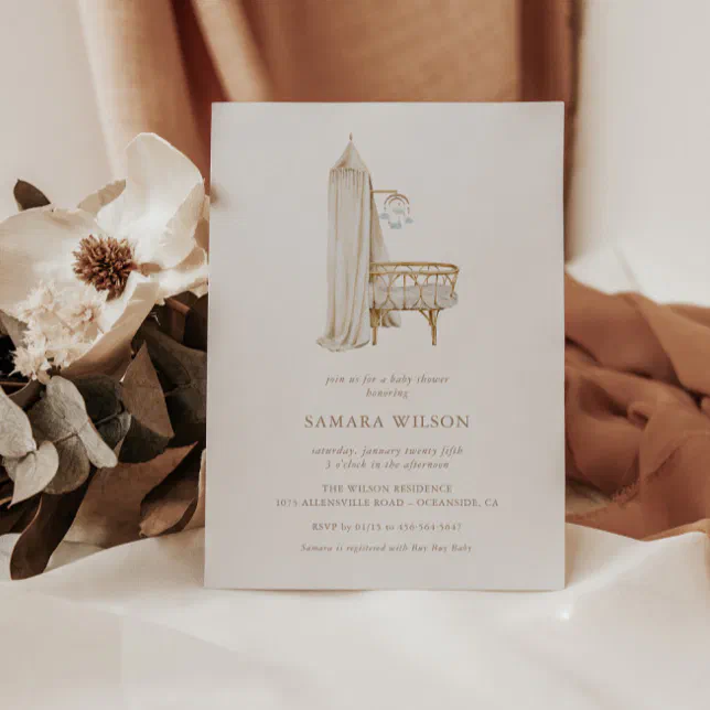 Boho Nursery Chic Boy Baby Shower Invitation | Zazzle