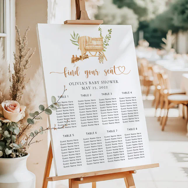 Boho nursery seating chart foam board | Zazzle