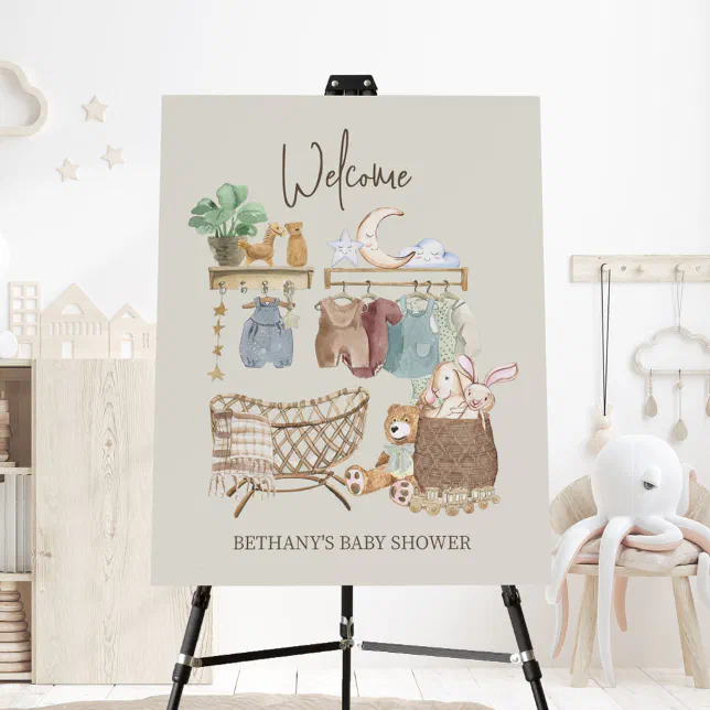 Boho Nursery Theme Baby Shower Welcome Foam Board | Zazzle