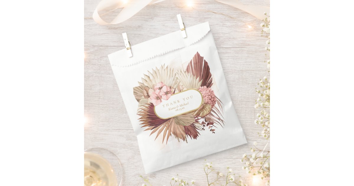 Boho Oasis Wedding Floral Thank You V2 ID959 Favor Bag | Zazzle