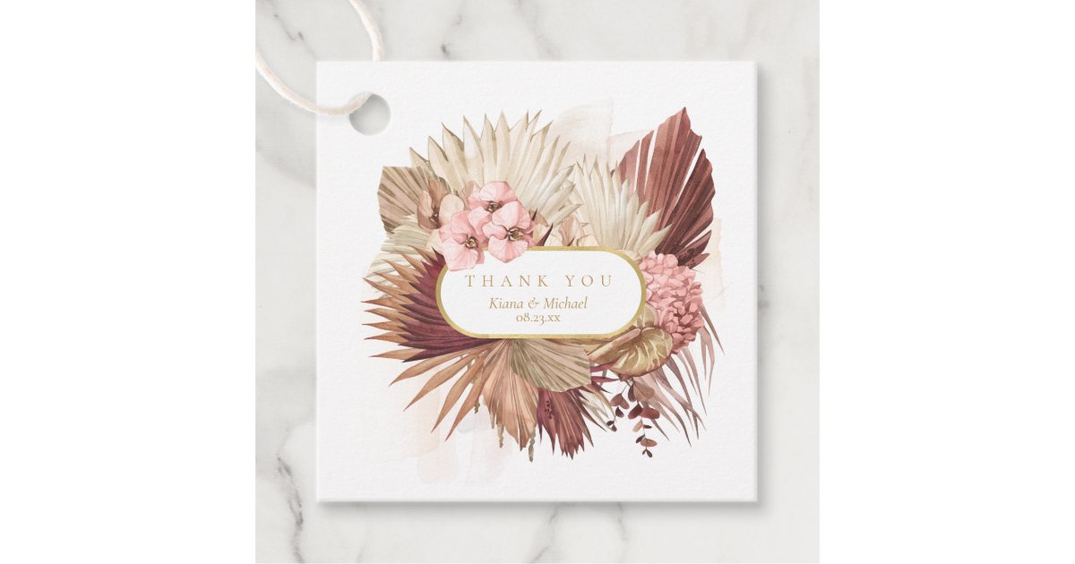 Boho Oasis Wedding Floral Thank You V2 ID959 Favor Tags | Zazzle