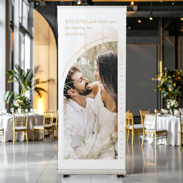 Boho Oasis Wedding Photo Welcome ID959 Retractable Banner | Zazzle