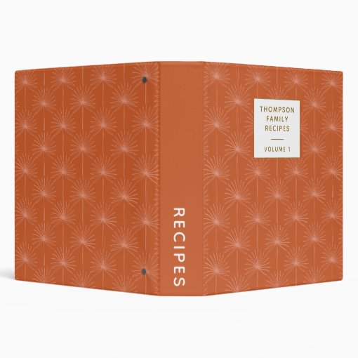 Boho Palm Leaf Rust Botanical Personalized Recipe 3 Ring Binder | Zazzle