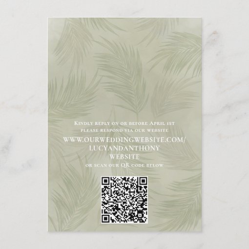 Boho Palm Leaves Botanical Timeline QR Code Detail Enclosure Card | Zazzle