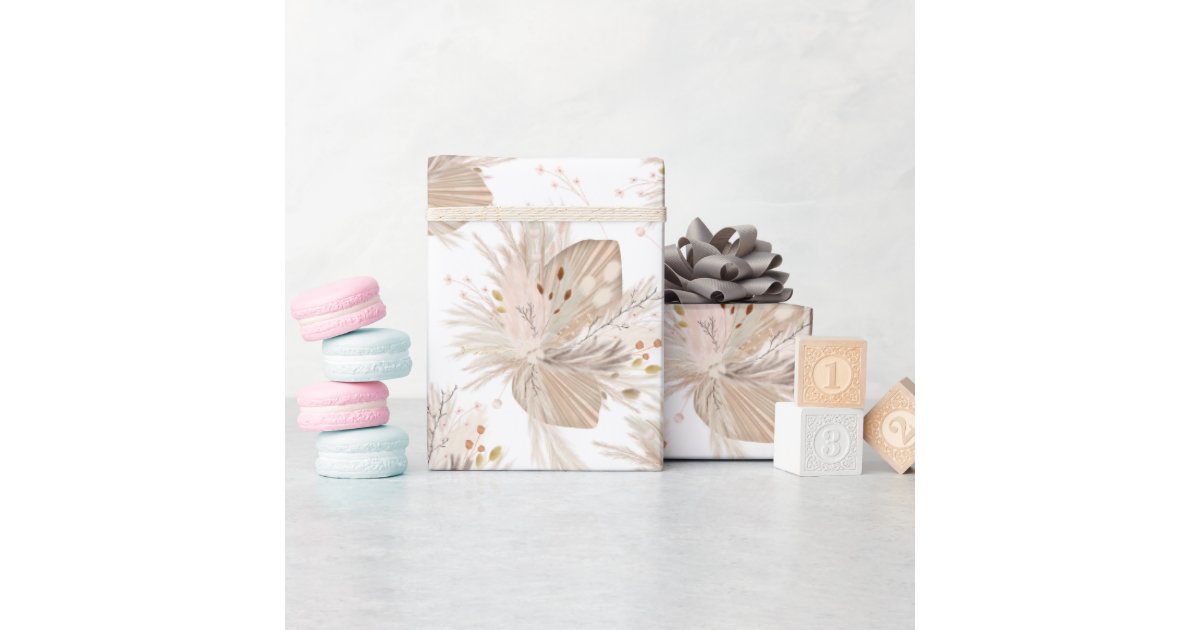 Boho pampas dried grass watercolor pattern desert wrapping paper | Zazzle