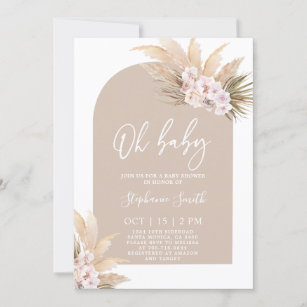 Invitations Paper boho chic baby boho baby invite flower bohemian ...