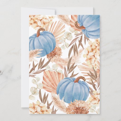 Boho Pampas Pumpkin blue baby shower Invitation | Zazzle