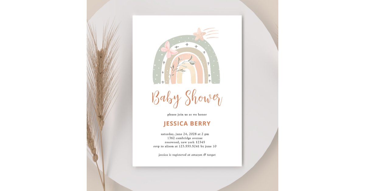 Boho Pastel Rainbow Baby Shower Invitation | Zazzle