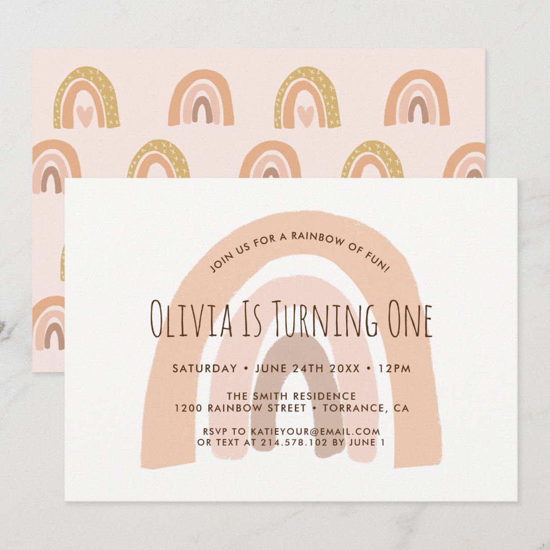 Boho Pastel Rainbow First Birthday Invitation | Zazzle