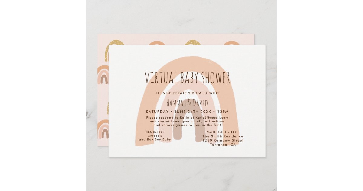 Boho Pastel Rainbow Virtual Baby Shower Invitation | Zazzle